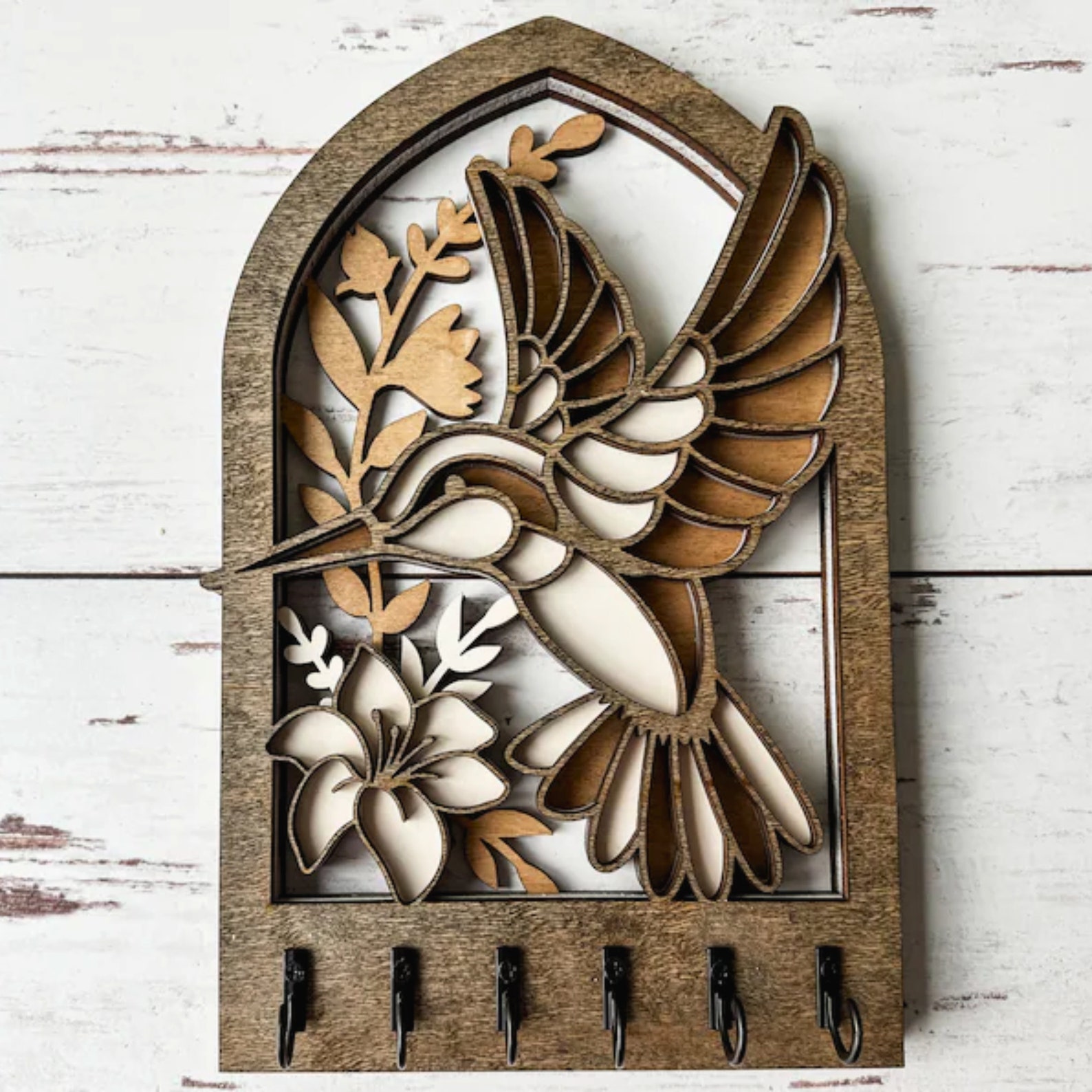 Hummingbird Laser Cut Key Holder: Maple Wood Wall Decor - Etsy