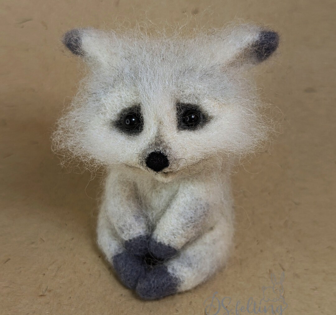 Aivaras the Arctic Fox Cub Felted Fox Miniature Stuffed Fox ...