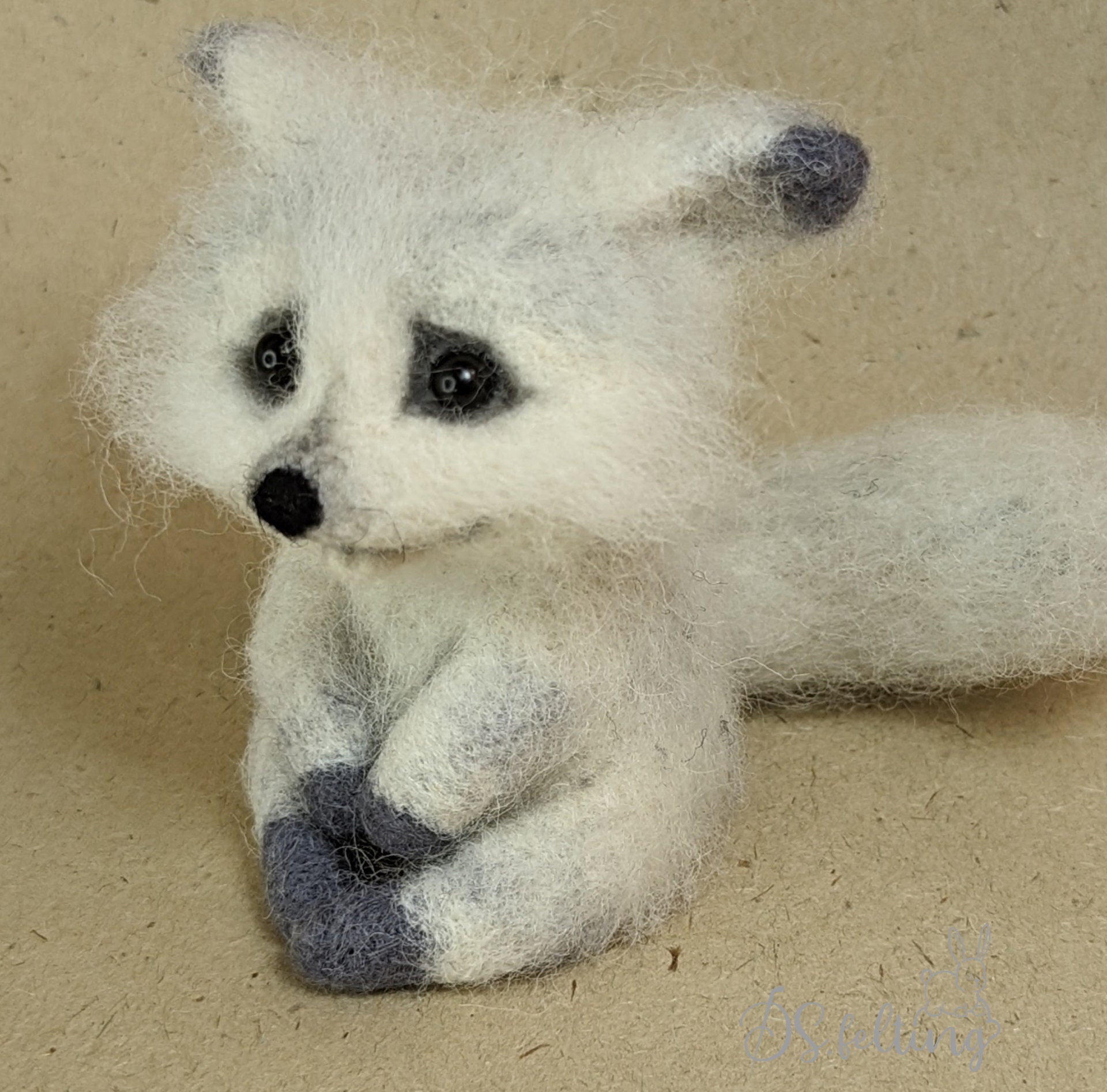 Aivaras the Arctic Fox Cub Felted Fox Miniature Stuffed Fox ...