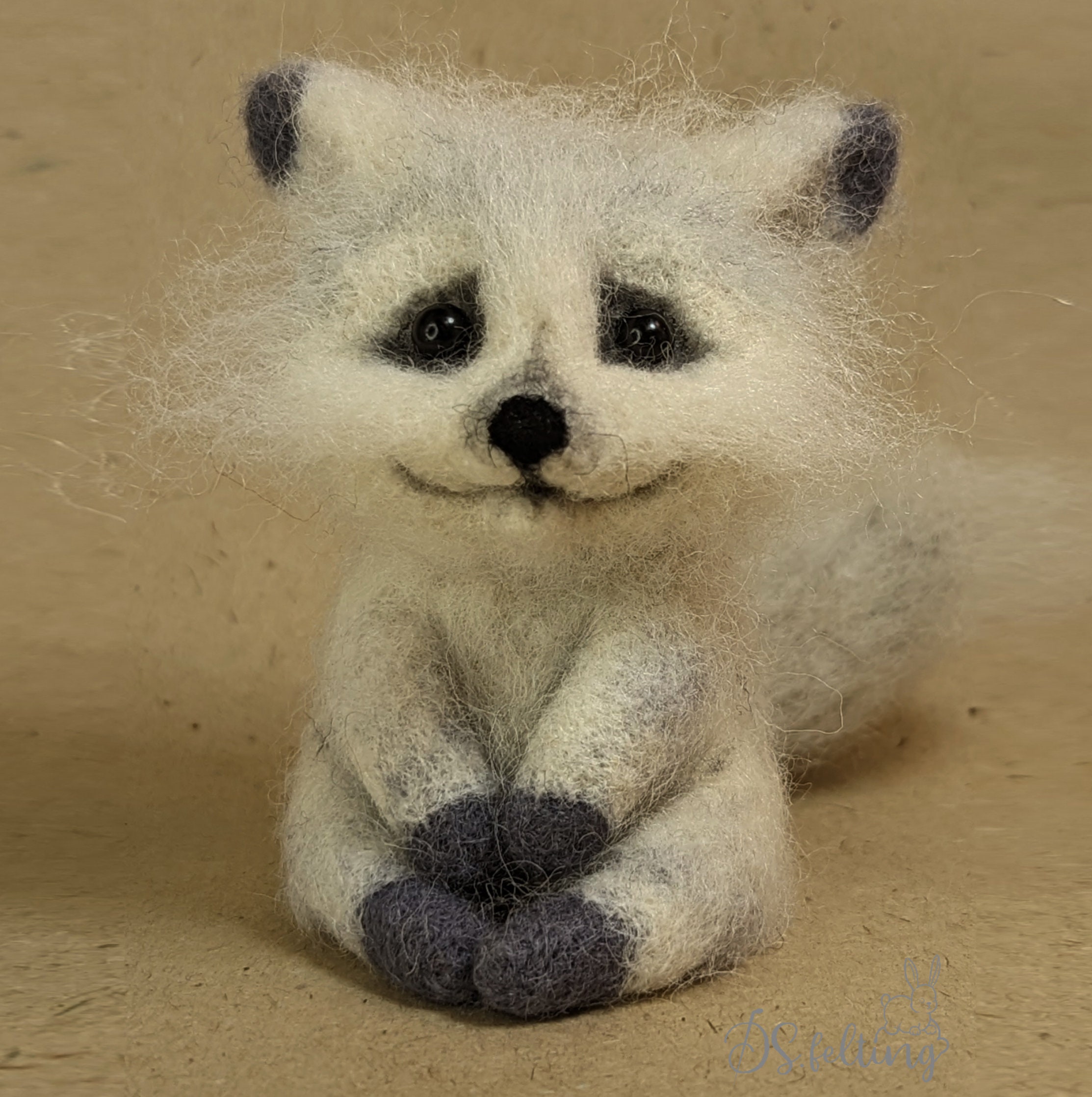 Aivaras the Arctic Fox Cub Felted Fox Miniature Stuffed Fox ...