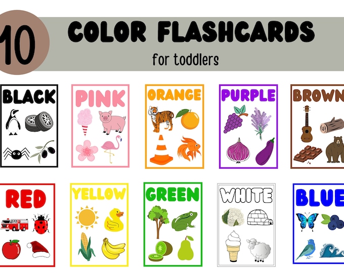 Color Flashcards for Toddlers Educational Flashcards Montessori Color ...