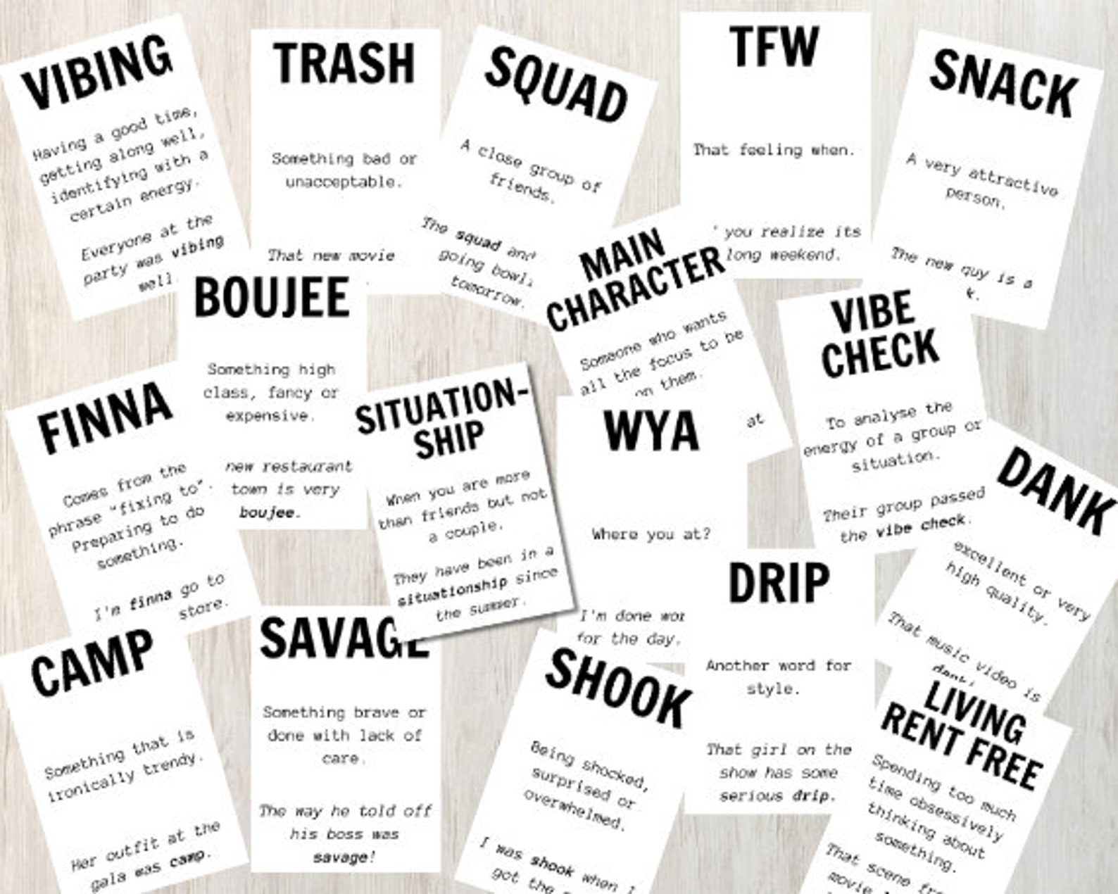 Slang Flashcards Gen Z Terminology Gag Gift Funny Teens Printable Gift ...