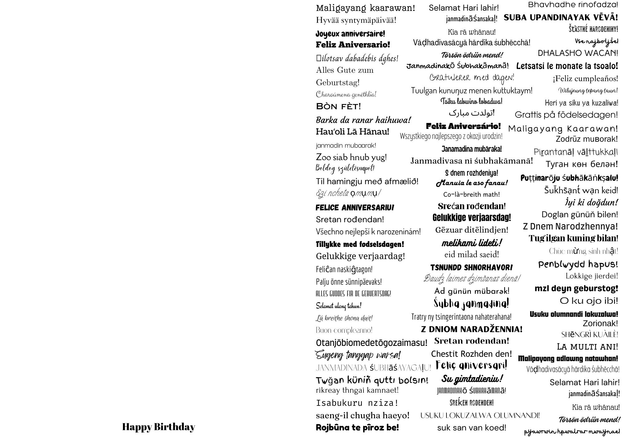 Happy Birthday in 100 Languages Birthday Card for Language Lover Gift ...