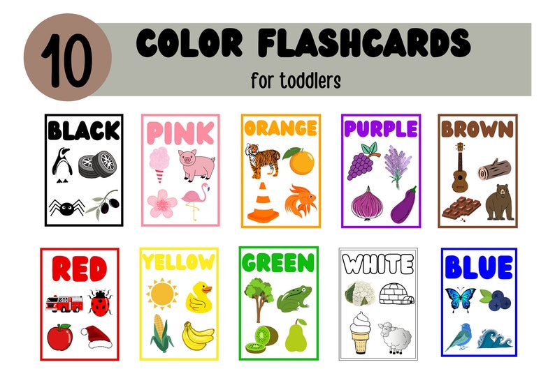 Color Flashcards for Toddlers Educational Flashcards Montessori Color ...