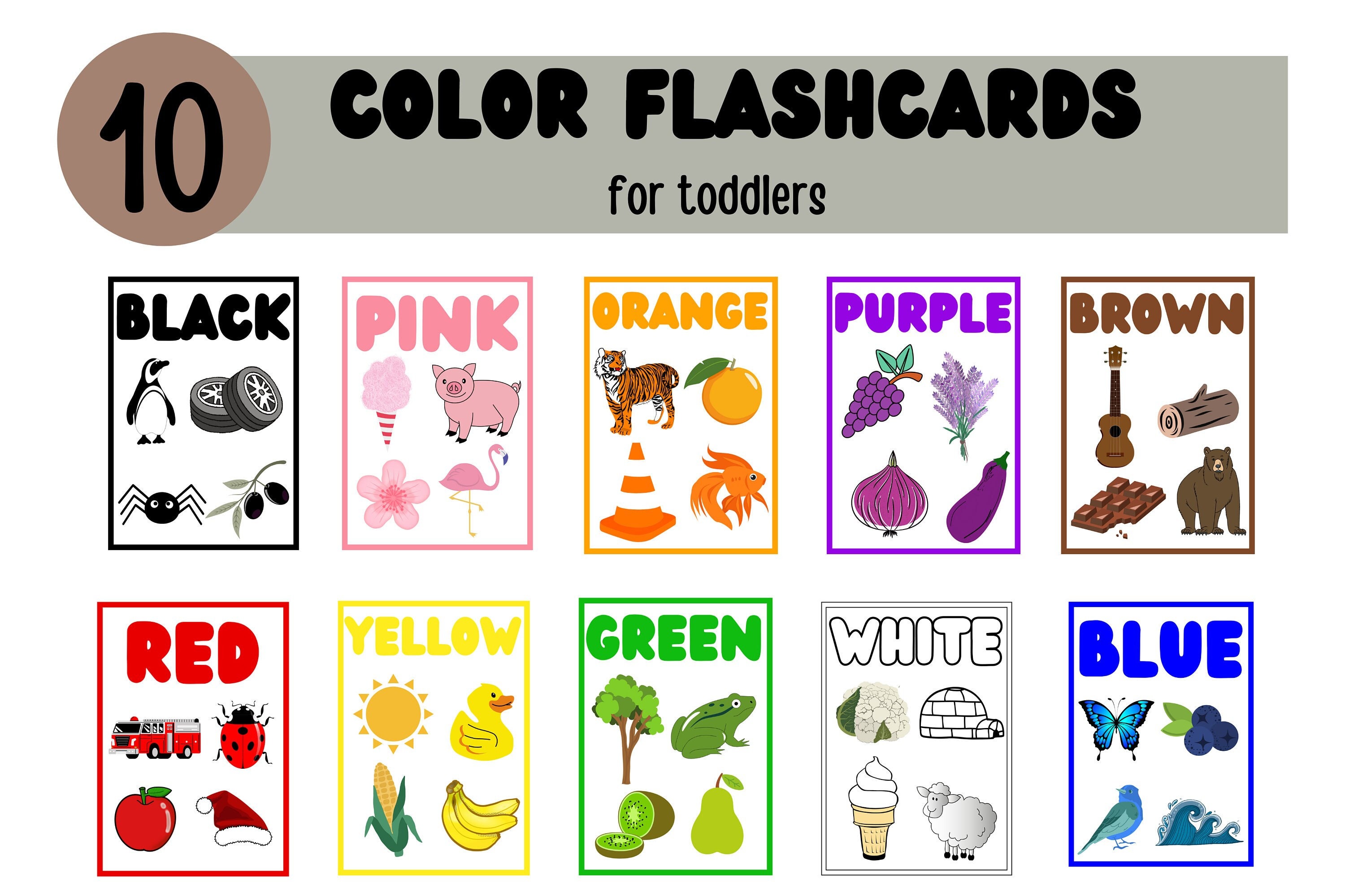 Color Flashcards for Toddlers Educational Flashcards Montessori Color ...