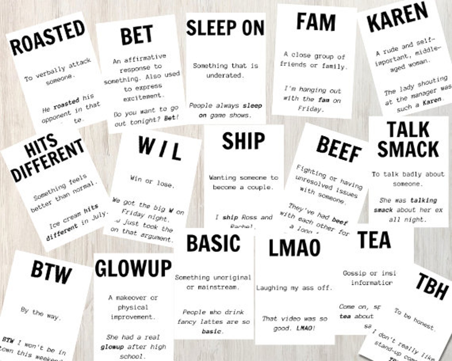 Slang Flashcards Gen Z Terminology Gag Gift Funny Teens Printable Gift ...
