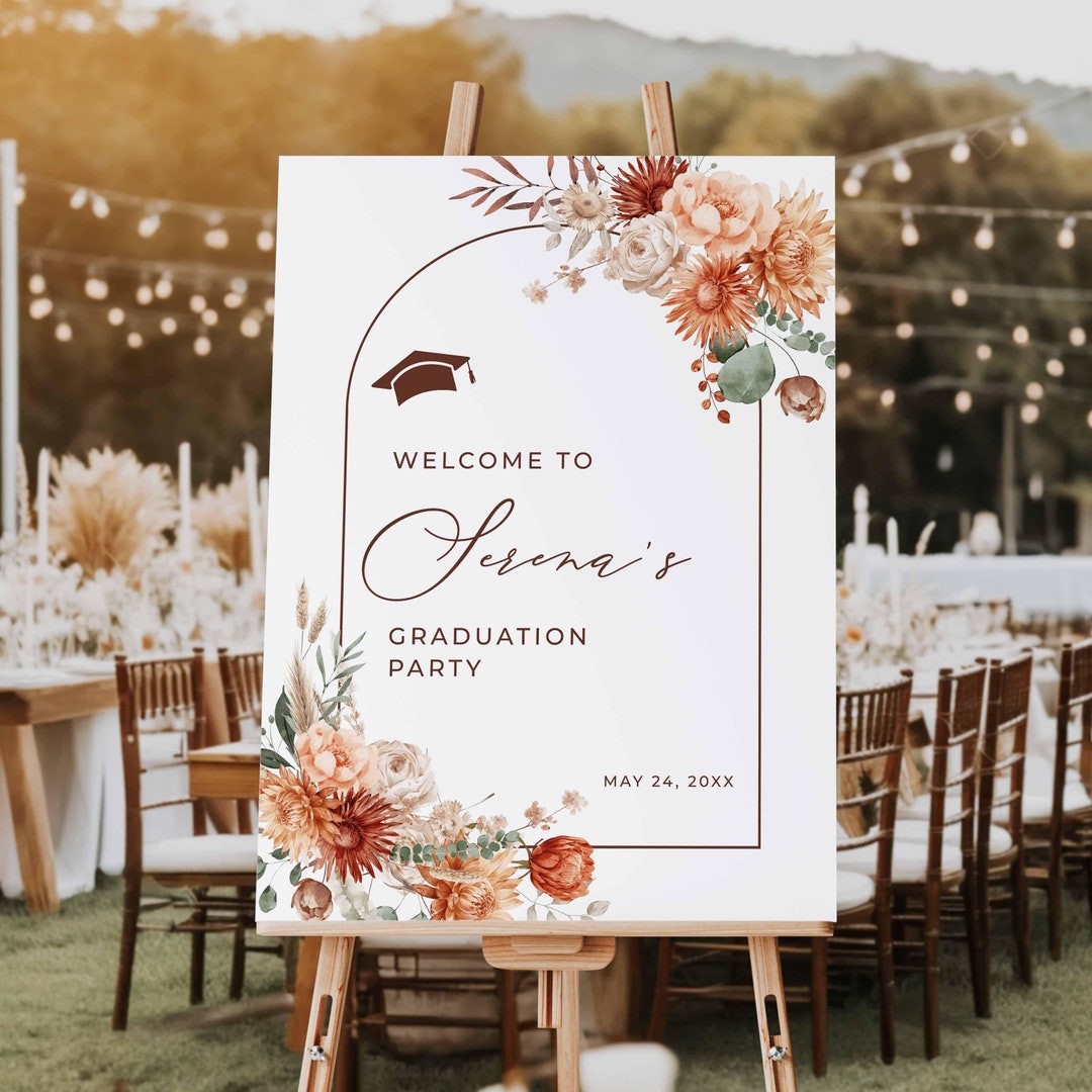 Graduation Welcome Sign, Boho Printable Graduation Signage, Bohemian ...