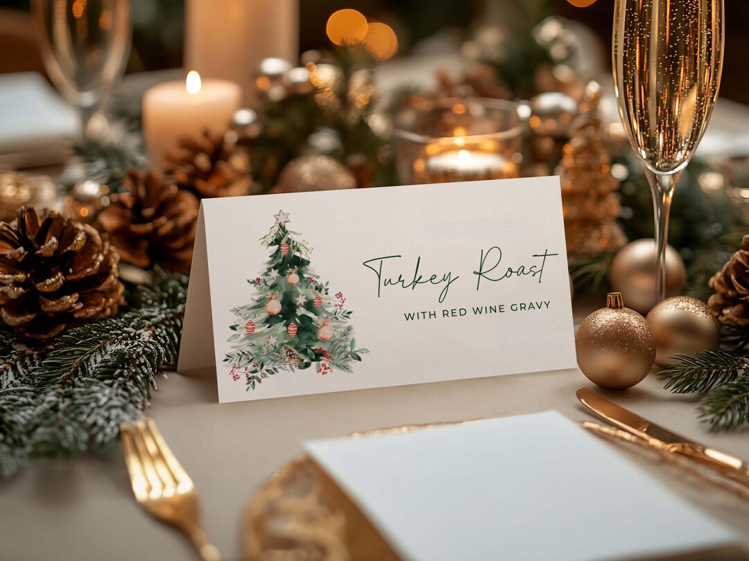 Christmas Food Cards Template, Christmas Tree Food Tags, Printable ...