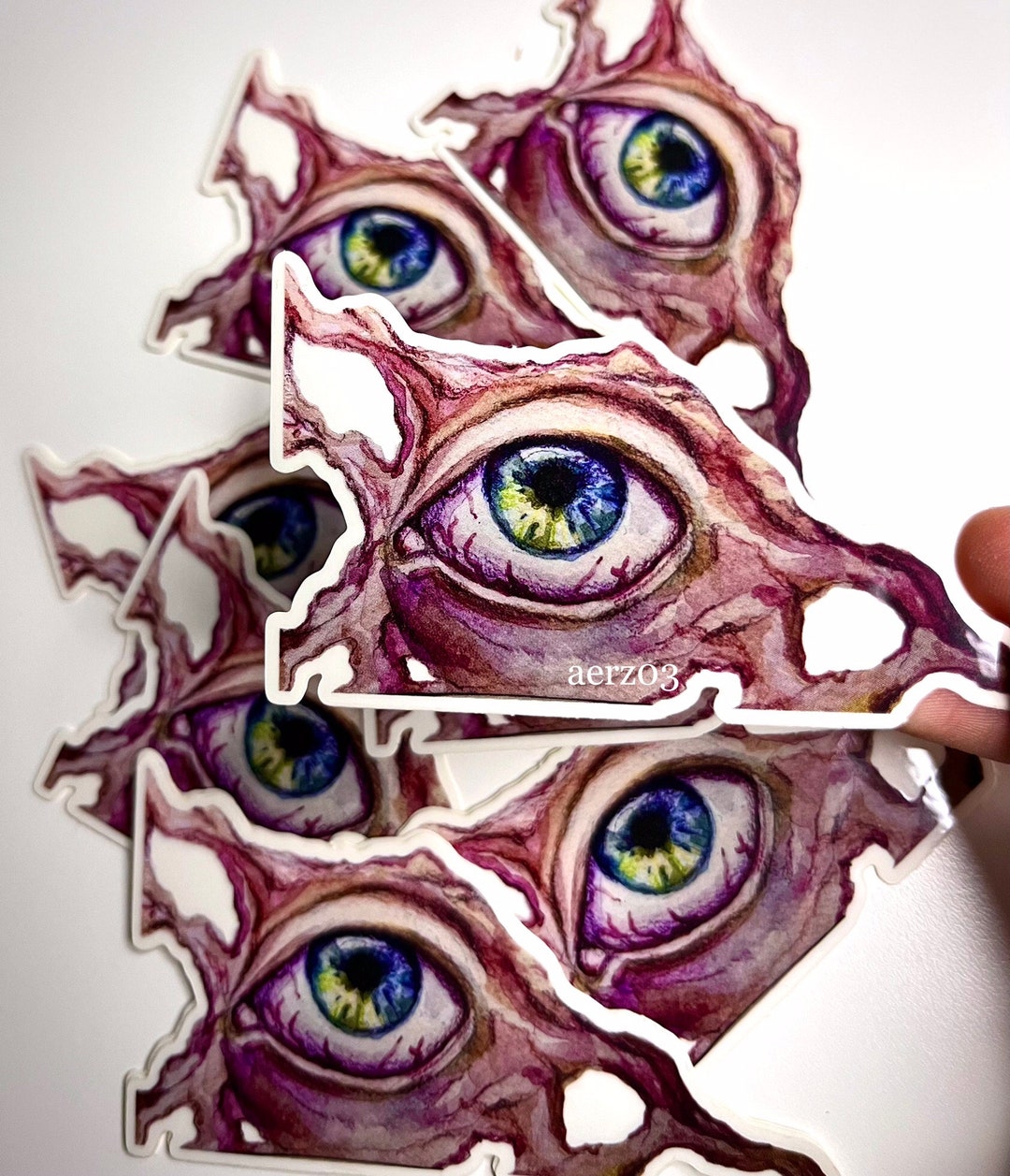 EYE WEB STICKER / Spooky Surrealist Art Decal Transparent Background ...