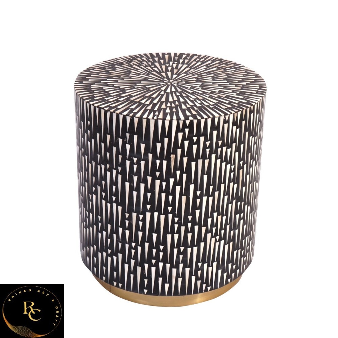 Bone Inlay Side Table, Bone Inlay End Table, Bone Inlay Round Stool ...
