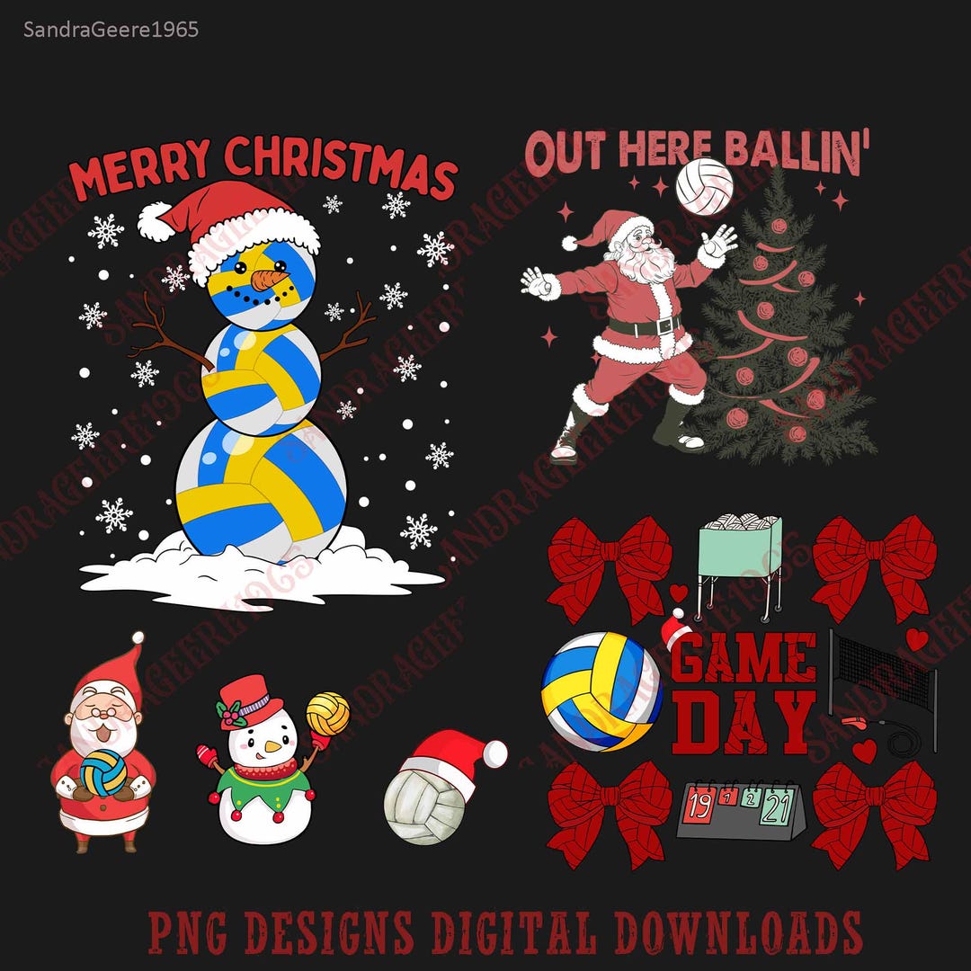 15 Merry Christmas Volleyball PNG Bundle, Volleyball Christmas Png ...