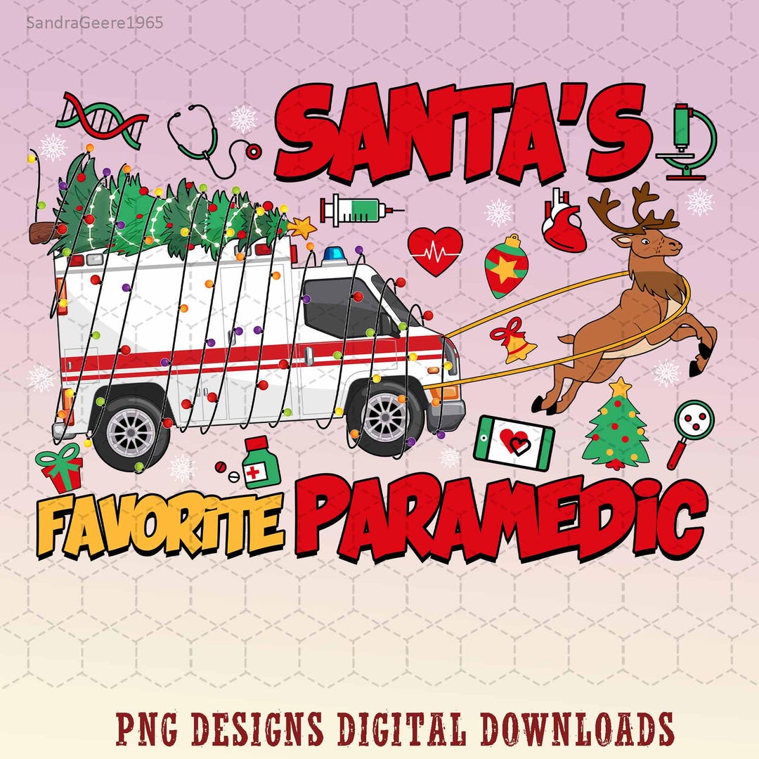 Santa's Favorite Paramedic Png, Rn Nurse Christmas Png, Merry Paramedic ...