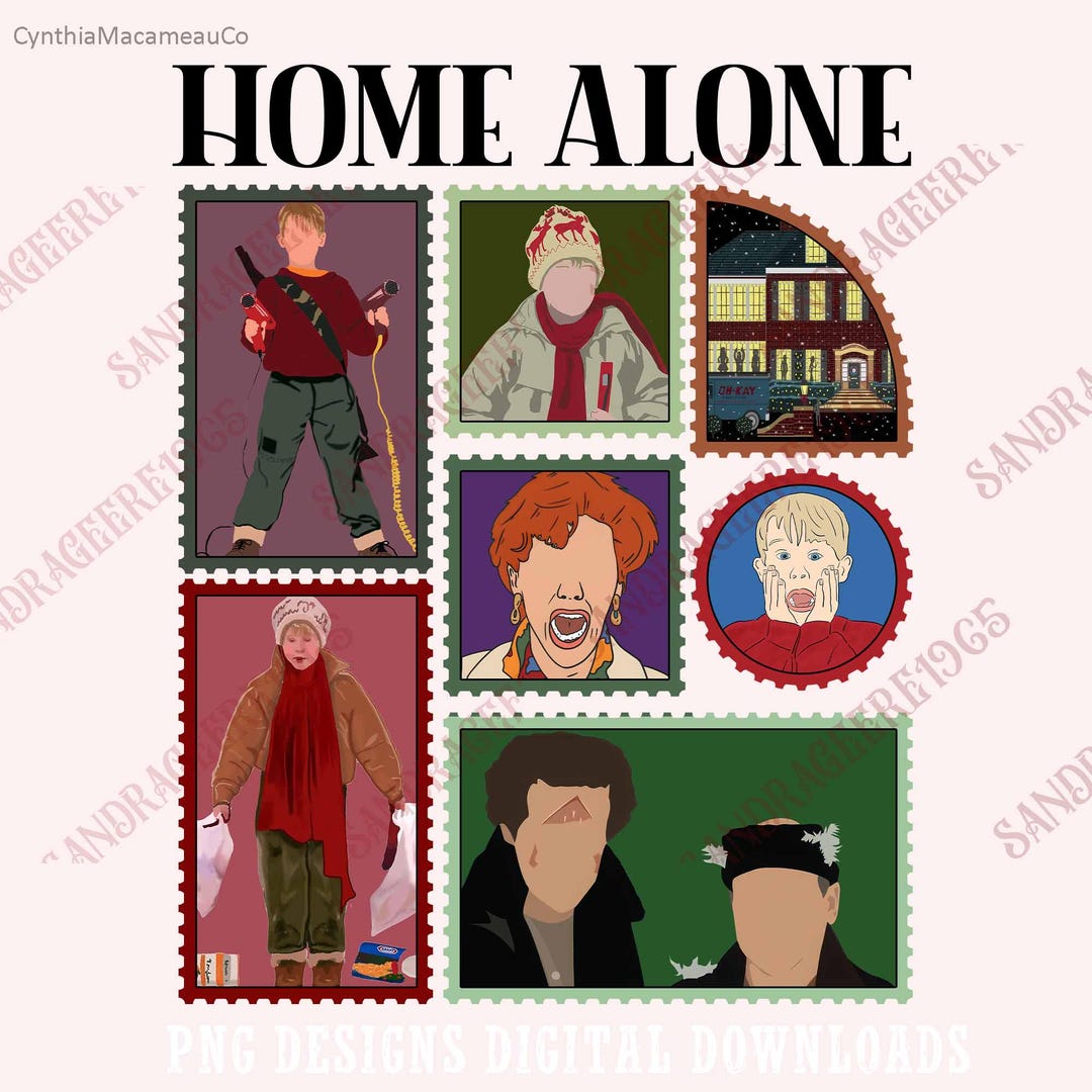 Home Alone Christmas Stamp Png, Christmas Comedy Movies Kid Alone Png ...