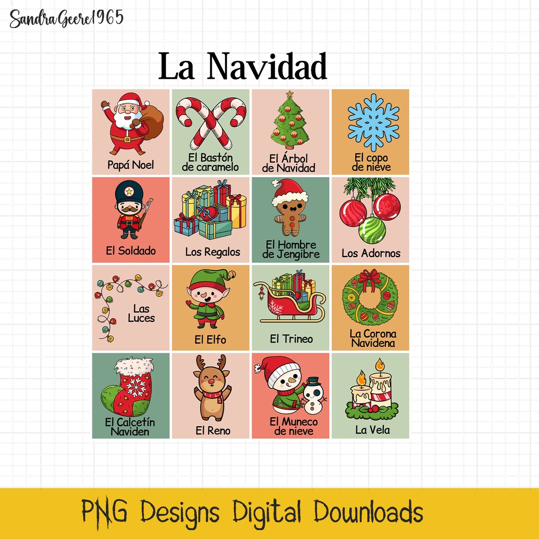 Maestra Christmas Png, Spanish Teacher Christmas Loteria, Bilingual ...