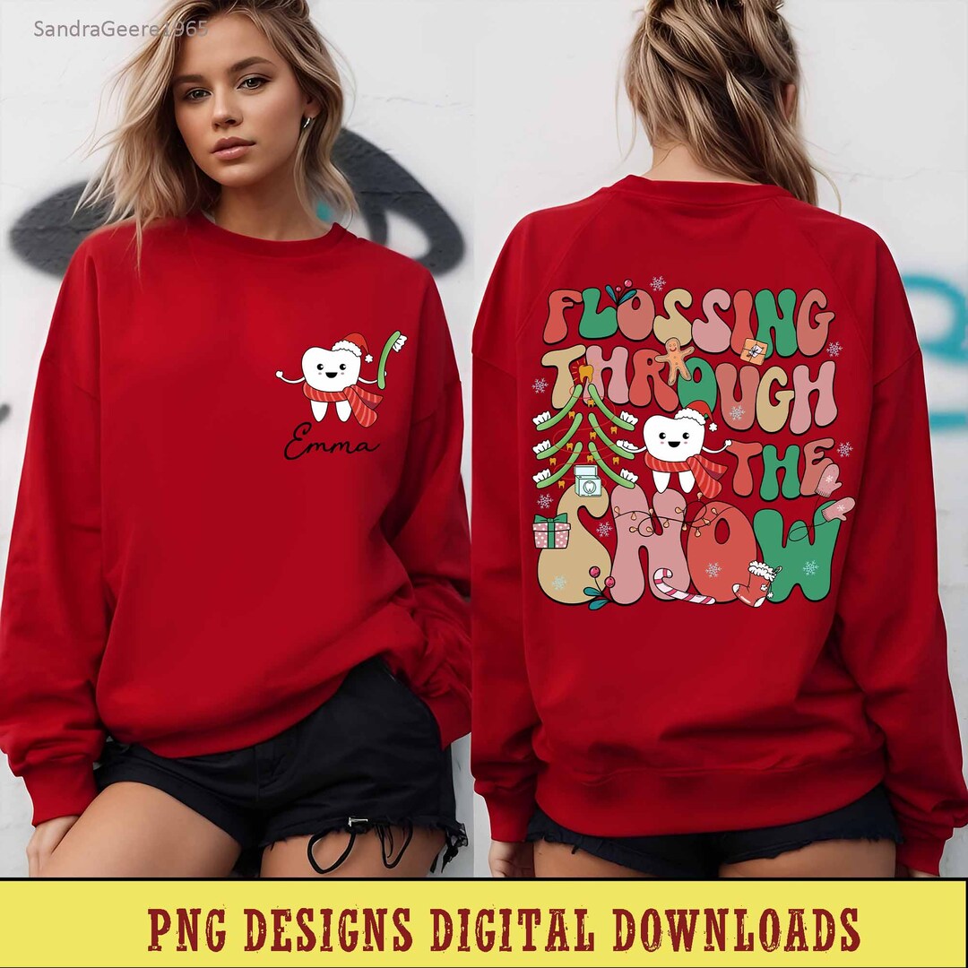Custom Name Png, Flossing Through the Snow Dentist Xmas Png, Dentist ...