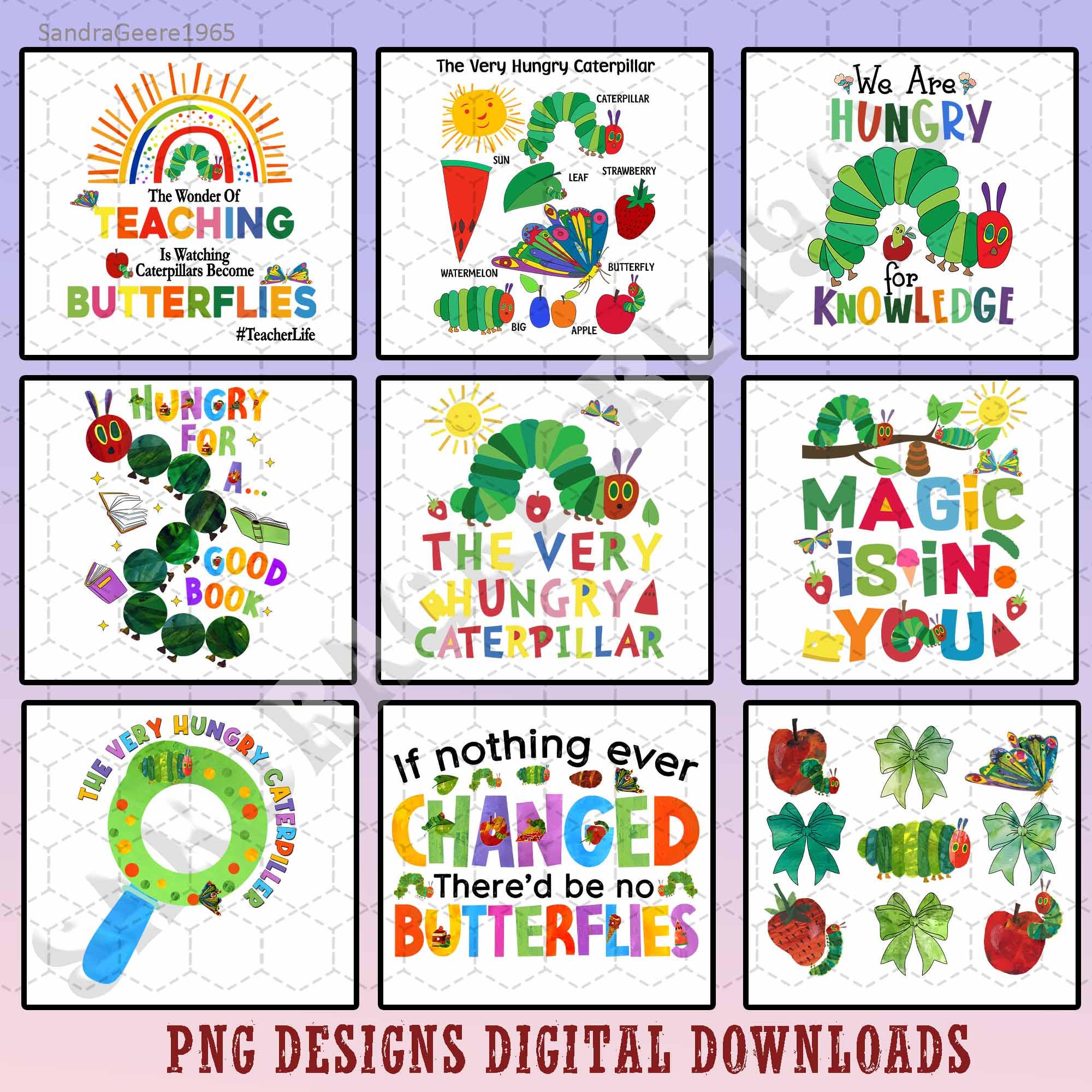 9 PNG Hungry Caterpillar Bundle, Teacher Png, Back to School Png, Book ...