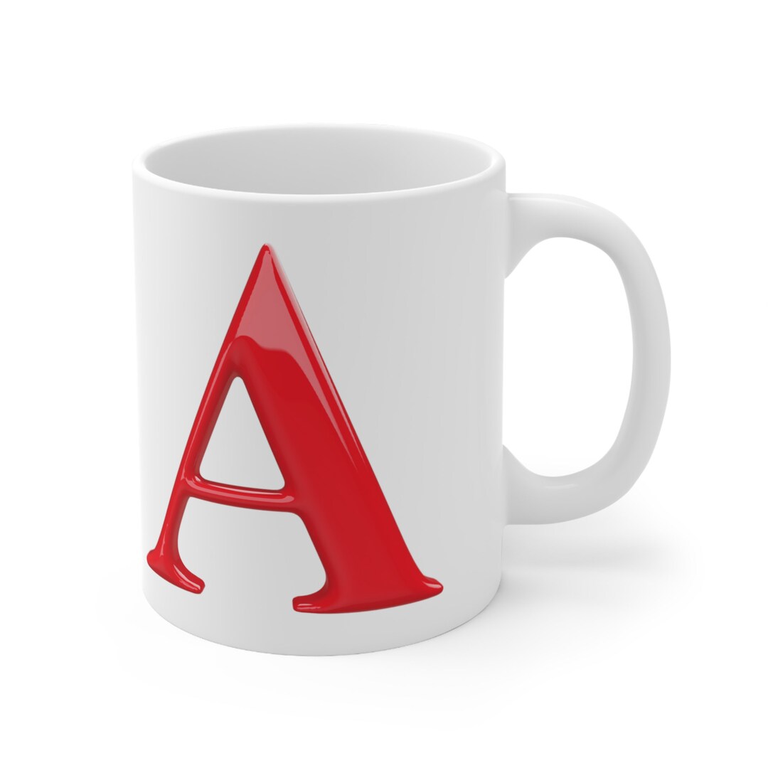 Letter A Mug, Personalised Initial Mug With Cool Red Font Design - Etsy