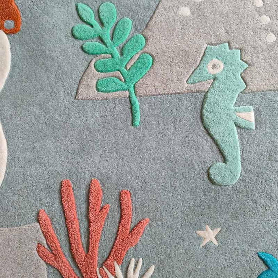 Under the Sea Design Rugs Hand-tufted 100% Wool Handmade Area Rug ...