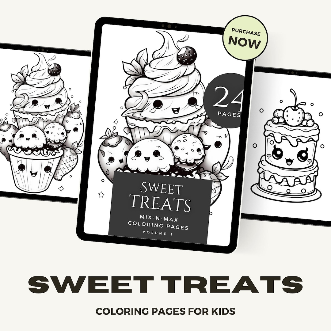 Sweet Treats Coloring Book, Delightful Treats Coloring Pages for Kids ...