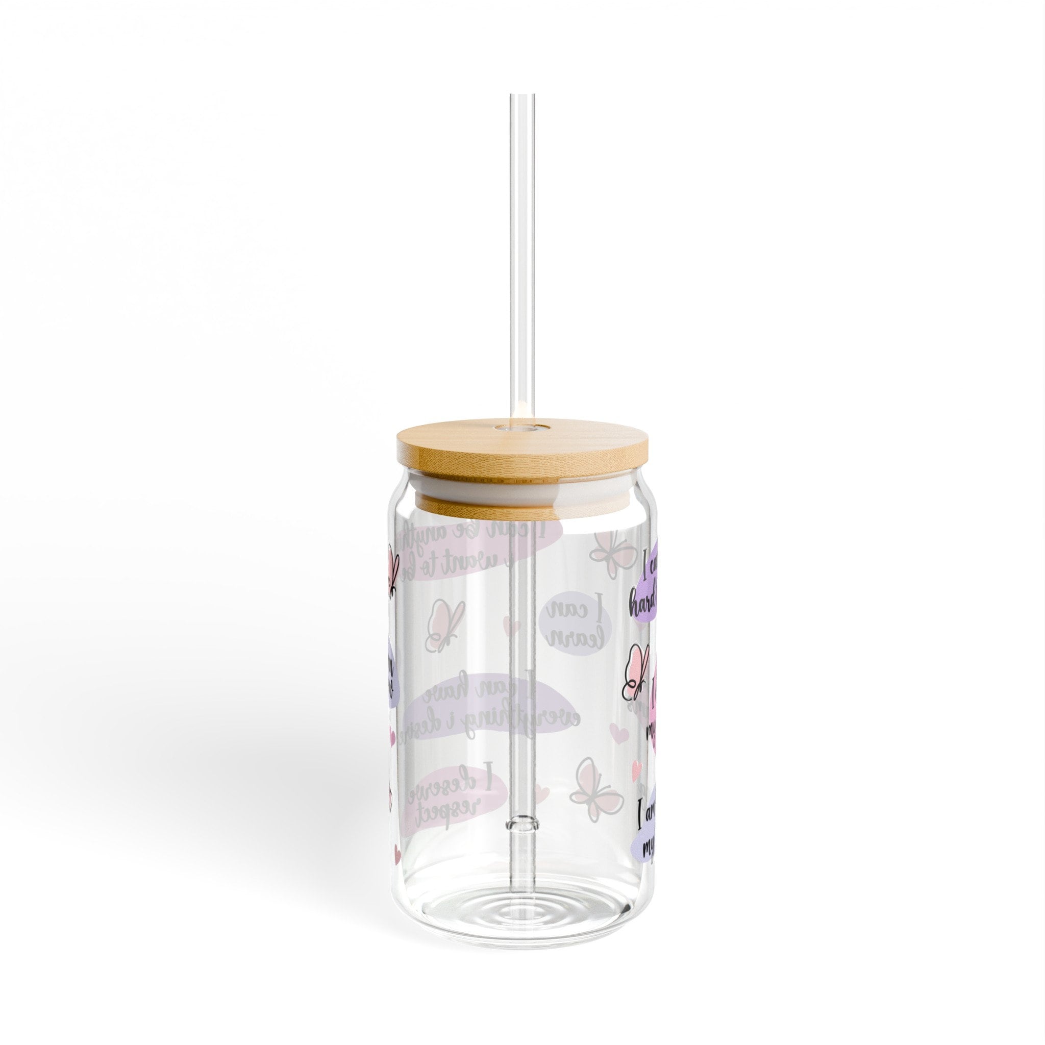 Sipper Glass With Straw Glass Can Mockup-16 Oz Water Glass Durable ...