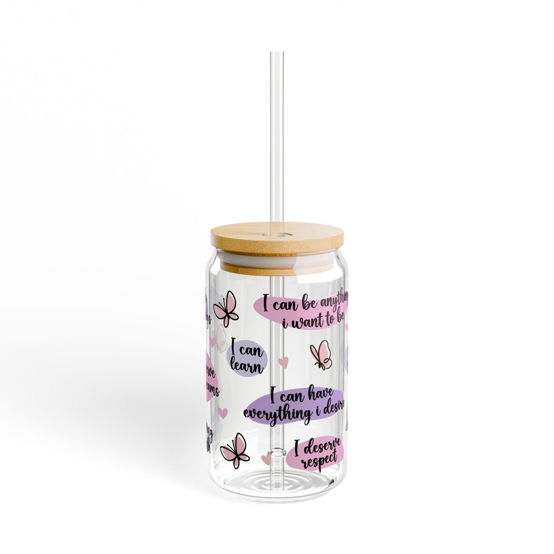 Sipper Glass With Straw Glass Can Mockup-16 Oz Water Glass Durable ...