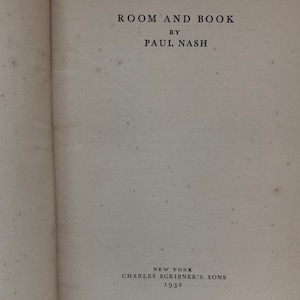 Room and Book by Paul Nash Scribner's and Sons 1932 First Edition With ...