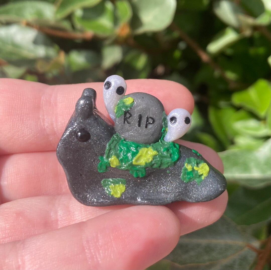 Spooky Slug With Grave and Ghosts Handmade Polymer Clay Figure - Etsy