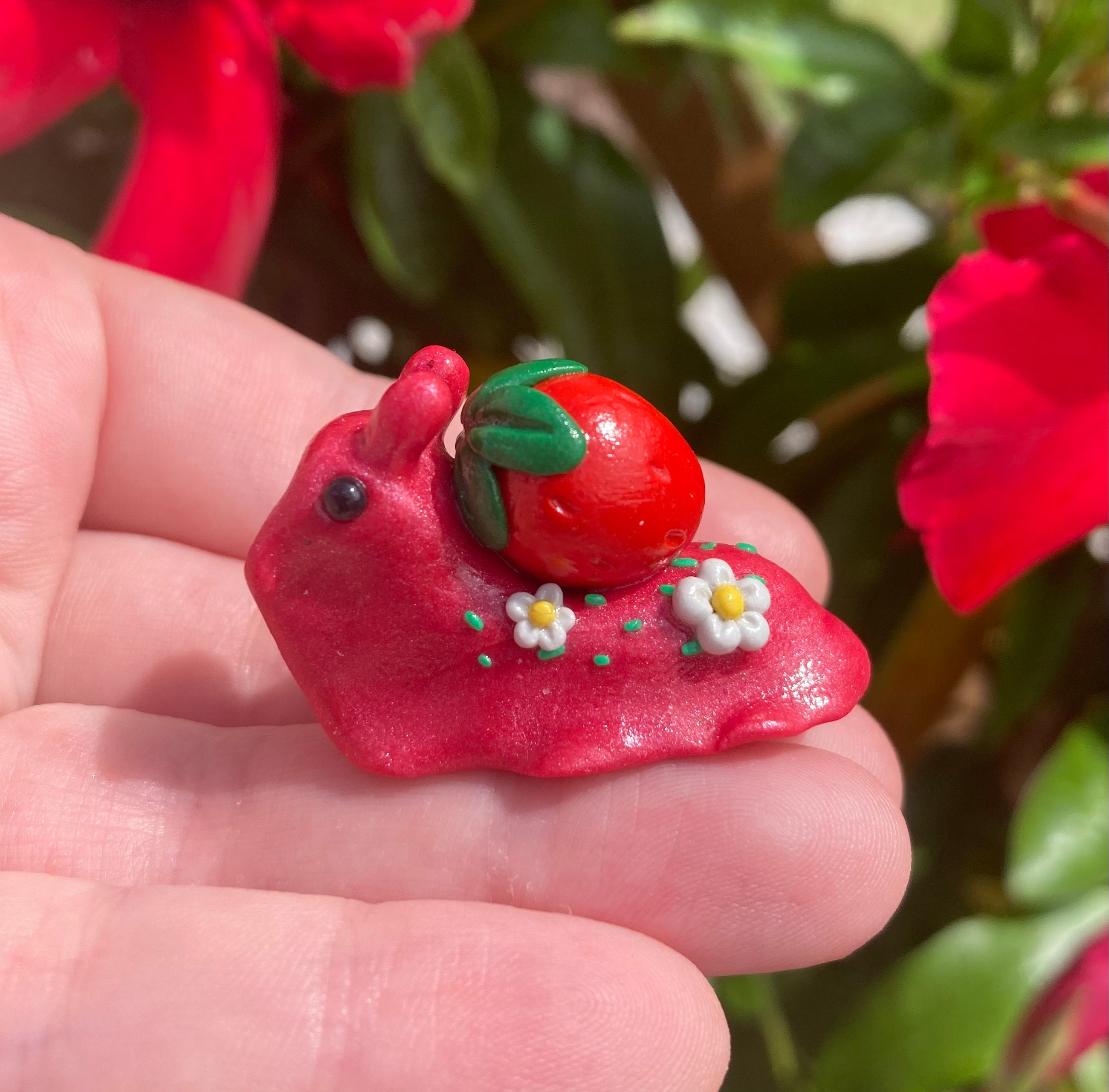 Strawberry Slug Handmade Polymer Clay Figure - Etsy