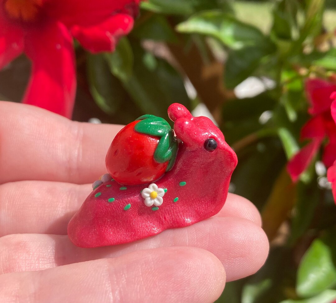 Strawberry Slug Handmade Polymer Clay Figure - Etsy