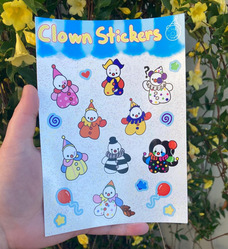 Clown Sticker Sheet - Etsy