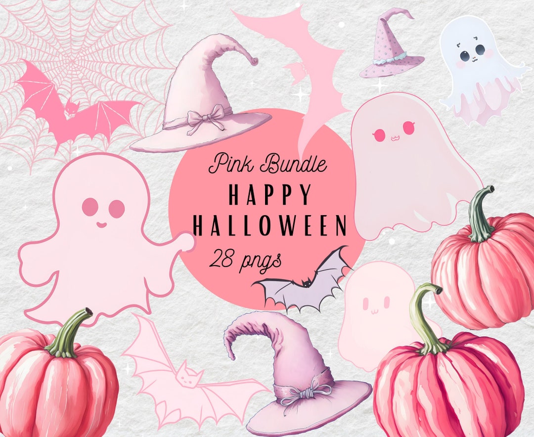 Pink Pastel Halloween Clipart Halloween Clipart Pink Pumpkin - Etsy
