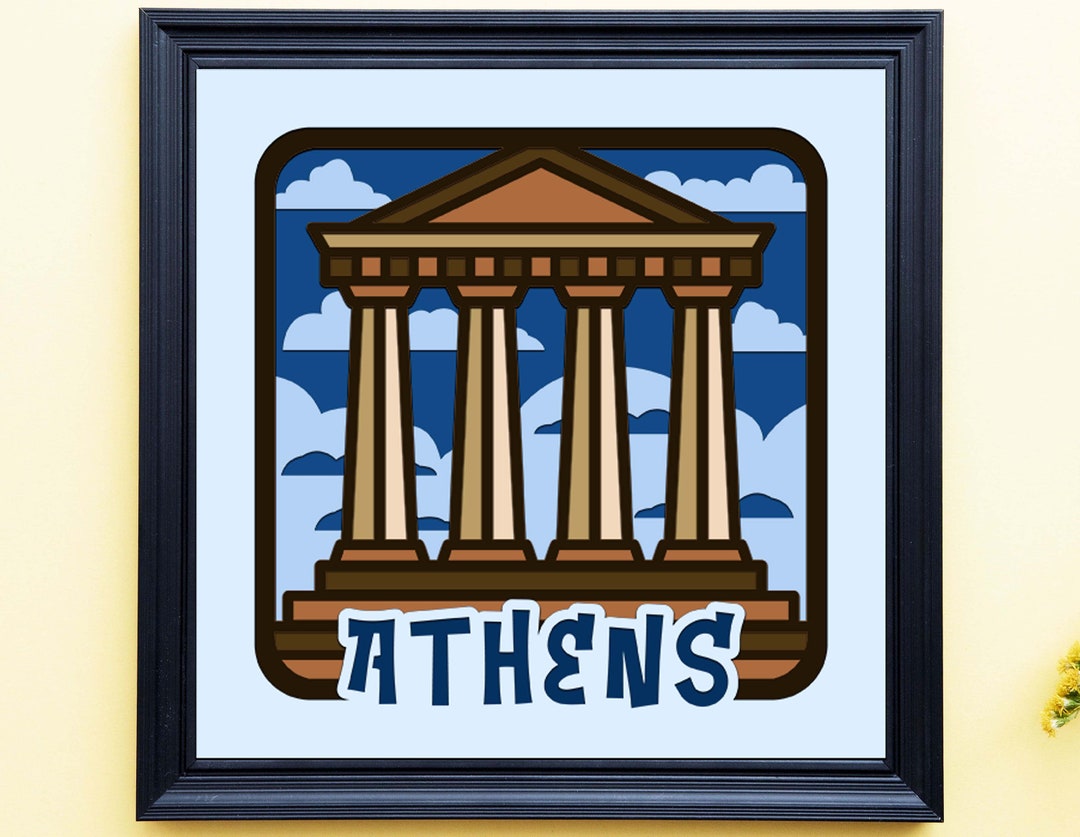 Parthenon in Acropolis Athens 3D Paper Cut Shadow Box SVG - Etsy