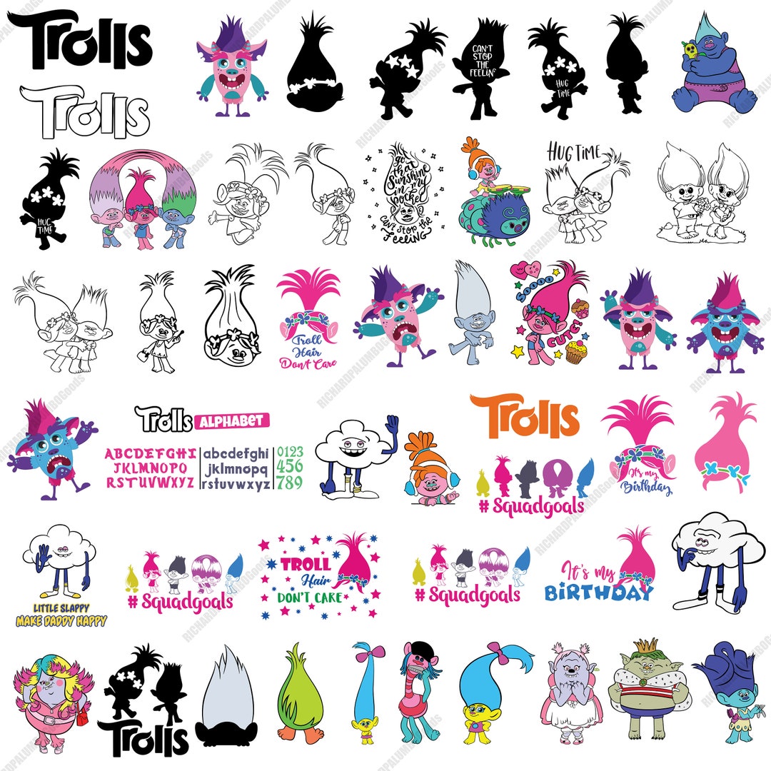 Trolls Svg Bundle Trolls Png Svg for Cricut Svg Birthday - Etsy