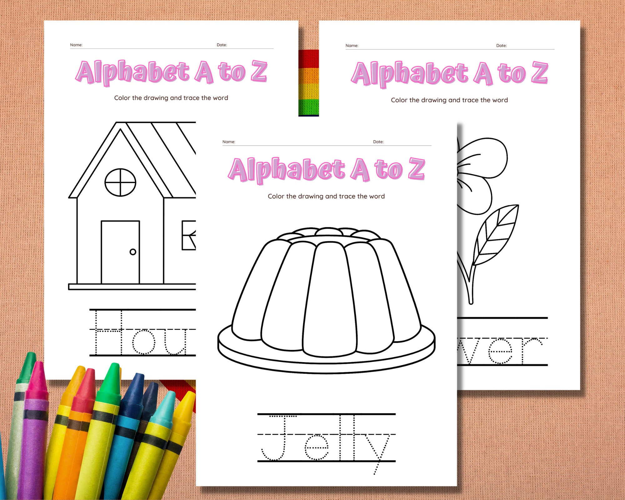 Alphabet A to Z Coloring Pages Set Fun and Educational Activity for Kid ...