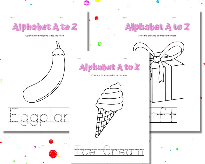 Alphabet A to Z Coloring Pages Set Fun and Educational Activity for Kid ...