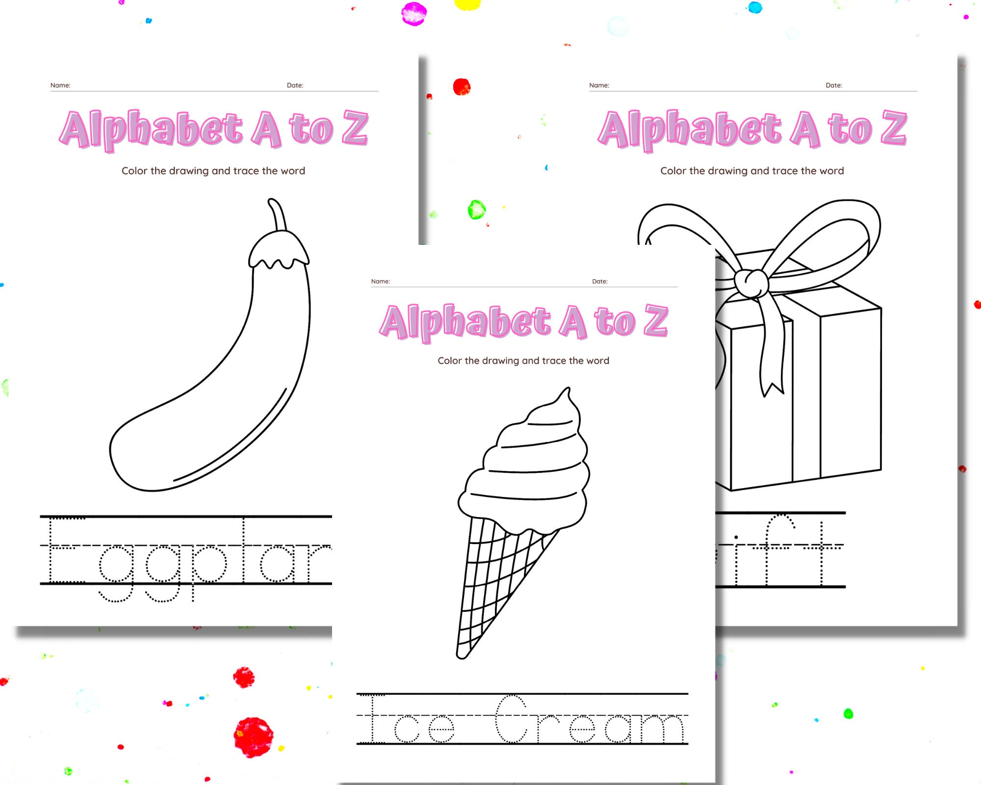 Alphabet A to Z Coloring Pages Set Fun and Educational Activity for Kid ...