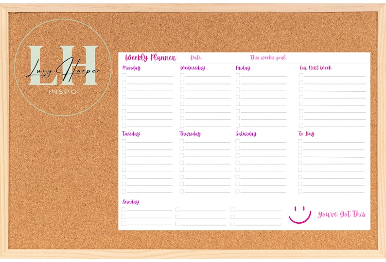 Weekly Planner - Printable, Pink Colour Palette - Etsy