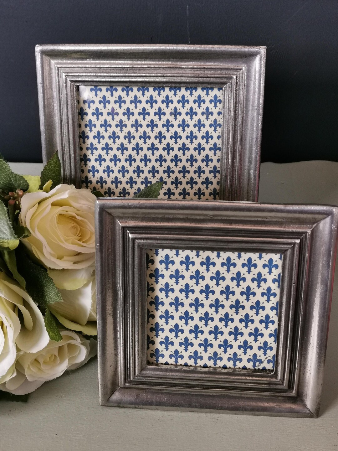 Square Pewter Frames With Pewter Glass Marked 90%, Replica of an ...