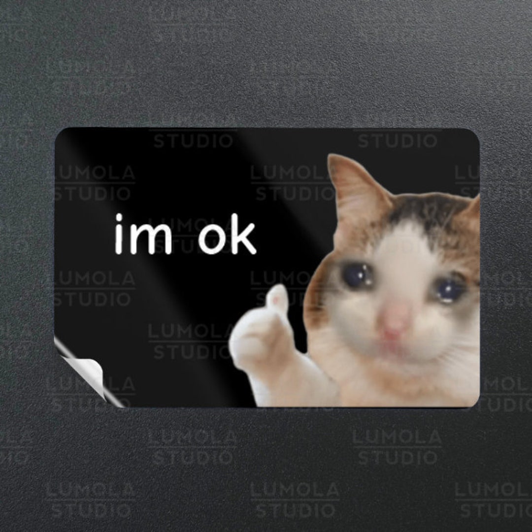 Im Ok Thumbs up Crying Cat Parody Novelty Morale Sticker, Sticker ...