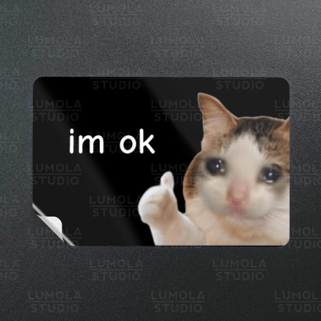 Im Ok Thumbs up Crying Cat Parody Novelty Morale Sticker, Sticker ...