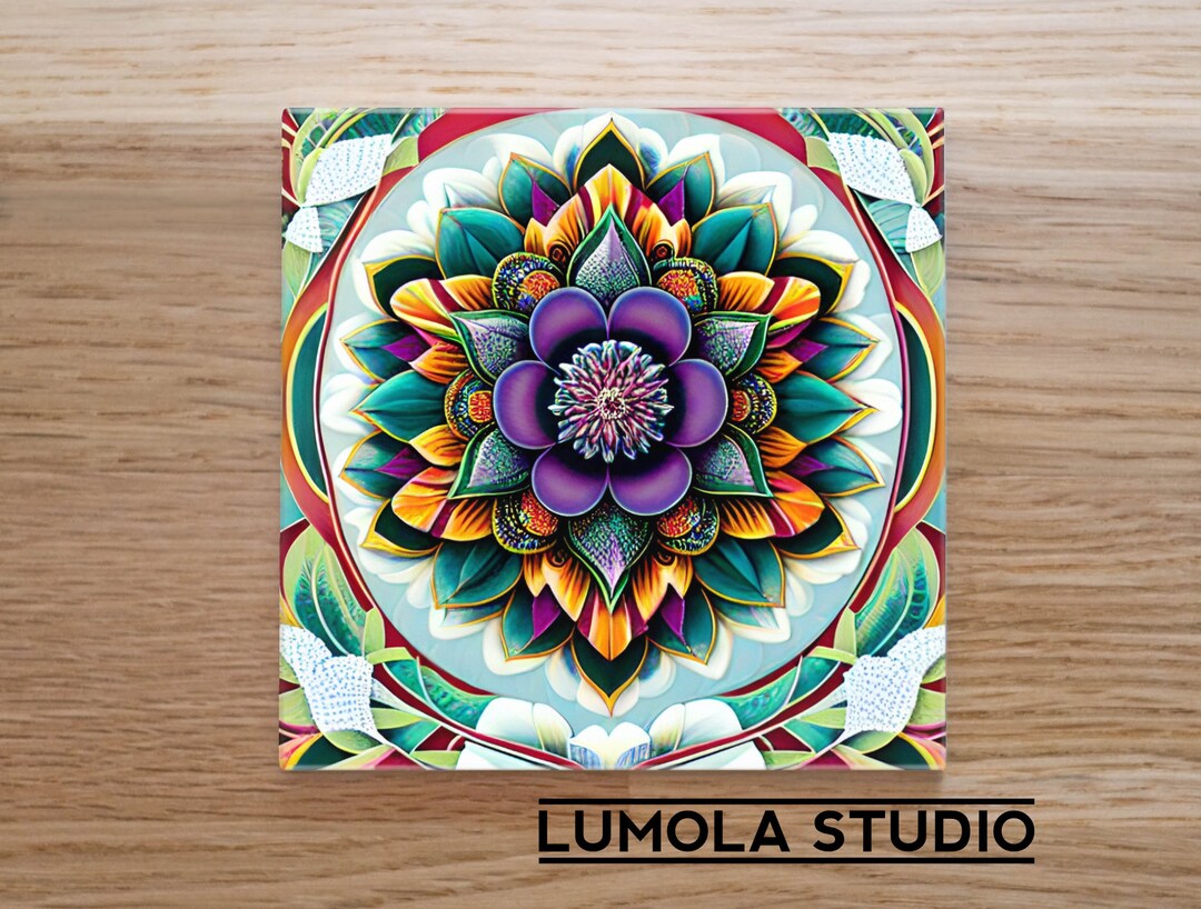 Symmetrical Flower Nature 1 Art Glossy Ceramic Tile Coaster - Etsy
