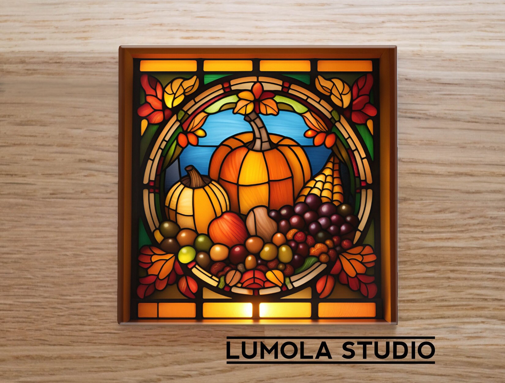 Thanksgiving Cornucopia 1 Holiday Mosaic Art Glossy Ceramic Tile ...