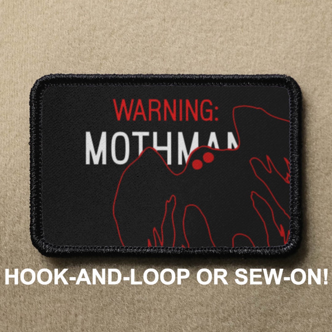 Warning Mothman Cryptid Meme Funny Novelty Morale Patch - Hook and Loop ...