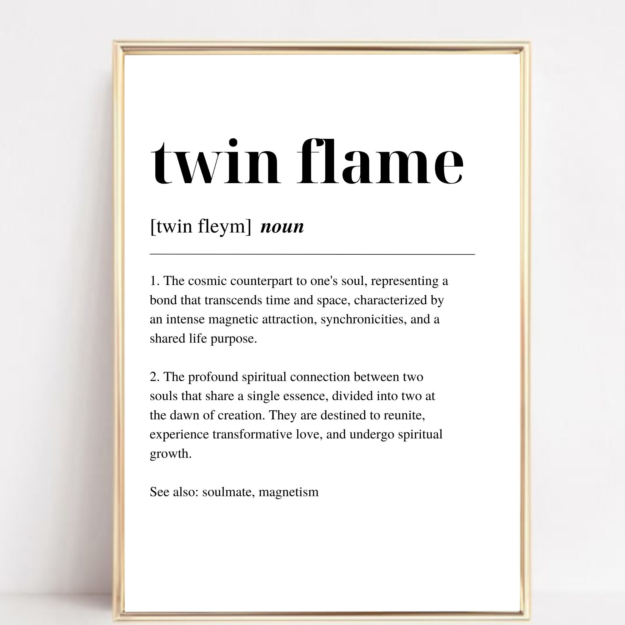 Twin Flame Definition Print, Minimalist, Dictionary Art Print ...