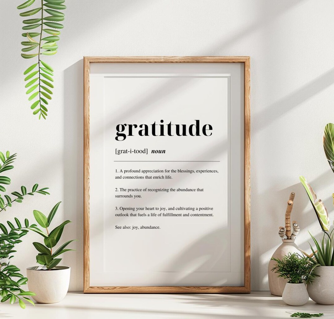 Gratitude Definition Digital Art Print Inspirational Downloadable Wall ...