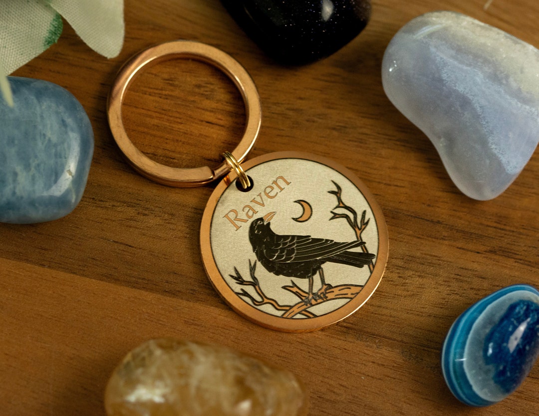 Custom Engraved Raven Pet Tags in Silver, Gold, Rose Gold and Black ...