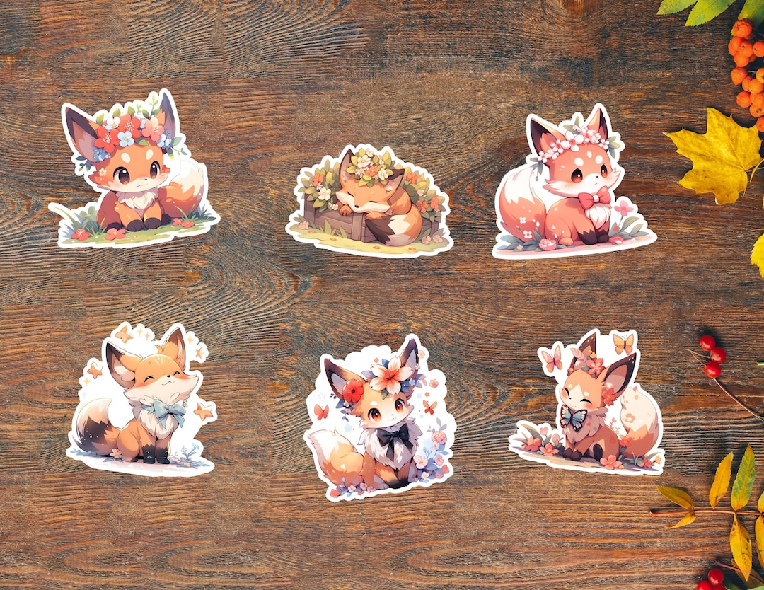 Cute Fox Sticker Set: Embrace the Adorableness With 6 Kawaii Fox ...