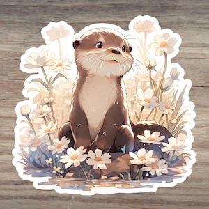 Cute Otter Sticker Set: 6 Adorable Otters With Flowers for a Charming ...