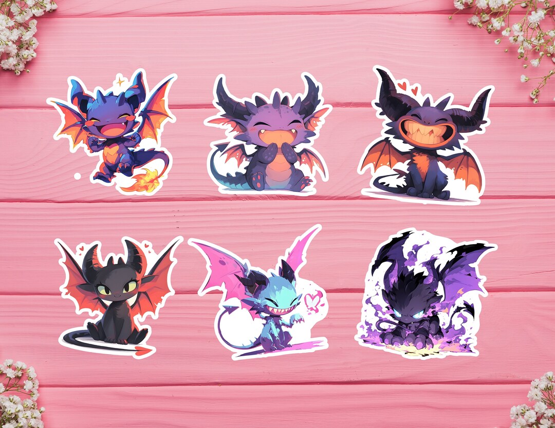 Adorable Demon Sticker Pack - Set of 6! Embrace Fantasy With Cute ...