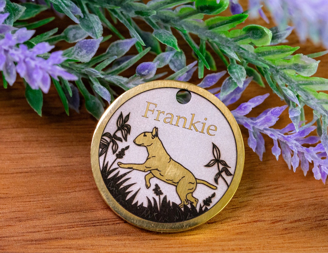 Personalized Bull Terrier Profile Dog Tag - Engraved Stainless Steel ...